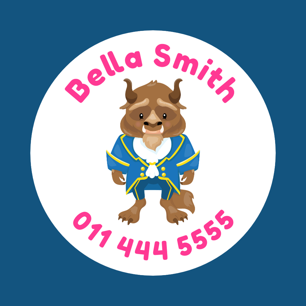 Round School Labels - Beauty & the Beast | 20-Pack | Kids' – Lulu Labels