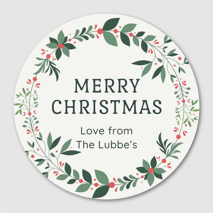Green Wreath Christmas Gift Labels – Lulu Labels